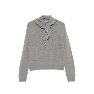 Prada Grey Cashmere Embellished Knitwear Jumper - Gray