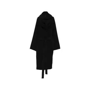 Rick Owens Oversized Belted Virgin Wool Coat - Black