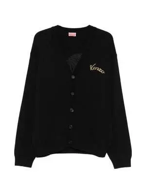 Kenzo Beaded Tiger-motif V-neck Cardigan - Black