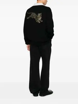 Kenzo Beaded Tiger-motif V-neck Cardigan - Black