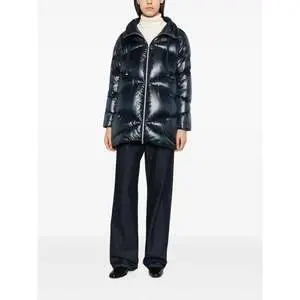 Herno Single Breasted Padded Long Sleeve Coat - Blue