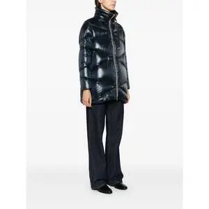 Herno Single Breasted Padded Long Sleeve Coat - Blue