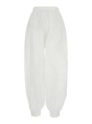 ROTATE BY BIRGER CHRISTENSEN Cotton Crop Pants With Elastic Waist And Balloon Design - Multicolor