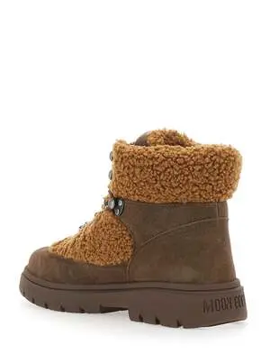 Moon Boot Combat Boot With Fleece Details And Rubber Sole - Multicolor