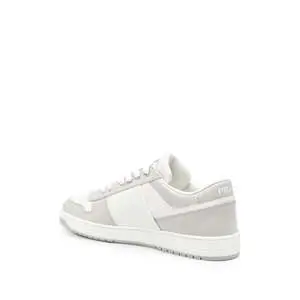 Prada Low Top Sneakers With Tonal Panels And Logo Detailing - White