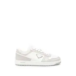 Prada Low Top Sneakers With Tonal Panels And Logo Detailing - White