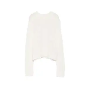 LISA YANG Cream Crew Neck Long Sleeve Silk Cashmere Knitwear Jumper - White