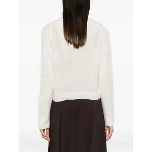 LISA YANG Cream Crew Neck Long Sleeve Silk Cashmere Knitwear Jumper