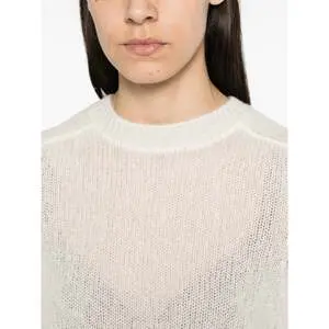 LISA YANG Cream Crew Neck Long Sleeve Silk Cashmere Knitwear Jumper