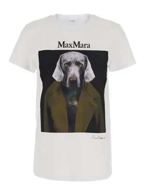 Max Mara White Cotton Short Sleeve Round Neck T-shirt For - Multicolor
