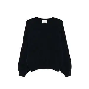 LISA YANG LISA YANG Navy Blue Fine Knit Cashmere Round Neck Long Sleeve Jumper Blue