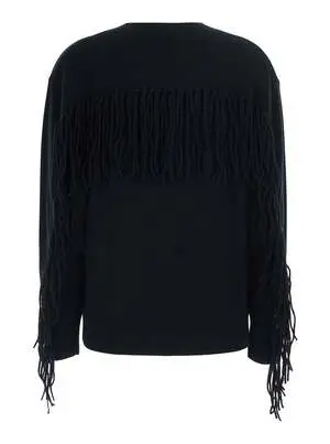 P.a.r.o.s.h Cashmere Sweater With Fringe Details - Black