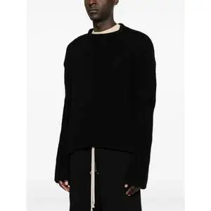 Rick Owens Ribbed Knit Cashmere & Silk Blend Crew Neck Jumper