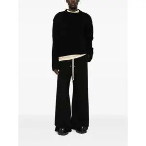 Rick Owens Ribbed Knit Cashmere & Silk Blend Crew Neck Jumper