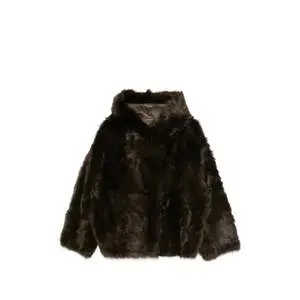 YVES SALOMON Faux Fur & Shearling Jacket - Brown