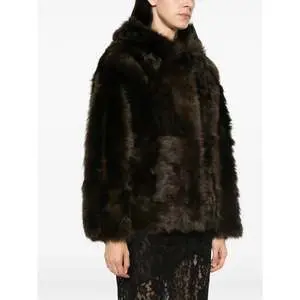 YVES SALOMON Faux Fur & Shearling Jacket - Brown