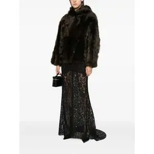 YVES SALOMON Faux Fur & Shearling Jacket - Brown