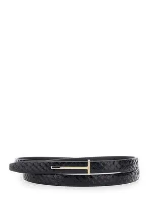 TOM FORD Semi Shiny Printed Python Belt - Multicolor