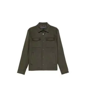 Herno Virgin Wool And Cashmere Blend Shirt Jacket - Green