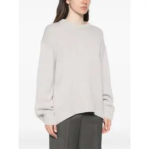 LISA YANG Grey Cashmere Crew Neck Long Sleeve Jumper