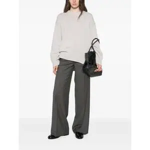 LISA YANG Grey Cashmere Crew Neck Long Sleeve Jumper