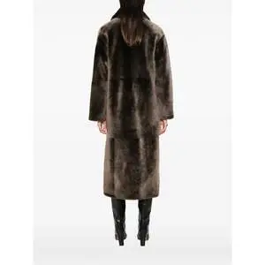 YVES SALOMON Shearling Double-breasted Coat - Brown