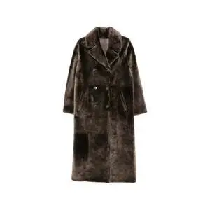 YVES SALOMON Shearling Double-breasted Coat - Brown