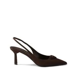 Prada Suede Pointy Toe Slingback Pumps - Brown