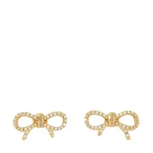 FERRAGAMO Vara Bow Earrings With Crystals - Gold
