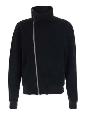 Rick Owens Bauhaus Jogger' Sweatshirt With High Collar And Asymmetrical Zip Closure In Cotton For - Black