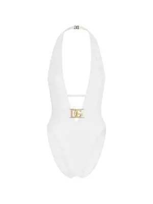 Dolce & Gabbana Plunging-neckline One-piece Swimsuit - White