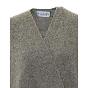 Max Mara Hilde Jacquard Wool Poncho With Fringes