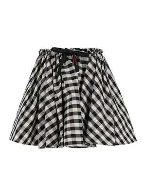 Givenchy Checked Cotton Blend Skirt With Belt - Multicolor