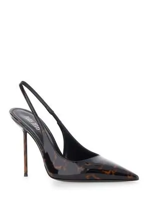 Paris Texas Lidia Slingback Pumps With Tortoiseshell Print - Brown