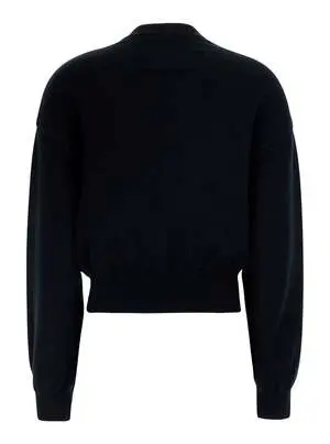 Givenchy Black Embellished Wool And Cotton Blend Crew Neck Sweater