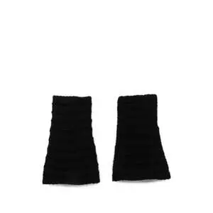 LISA YANG Ribbed Knit Fingerless Gloves - Black