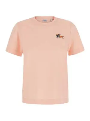 Burberry BURBERRY Pink Cotton T-Shirt With Embroidered EKD Logo Multicolor