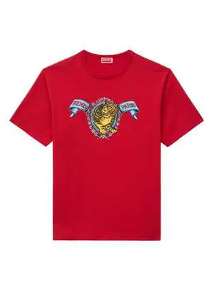 Kenzo Jumping Tiger` Cotton T-shirt - Red