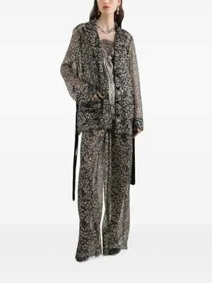 Dolce & Gabbana Floral Lace Long Sleeve Shirt With Tie Waist
