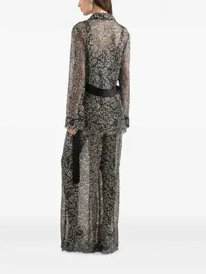 Dolce & Gabbana Floral Lace Long Sleeve Shirt With Tie Waist