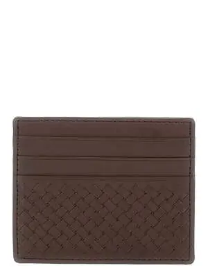 Dragon Diffusion Leather Cardholder With Woven Design And Elegant Finishes - Brown