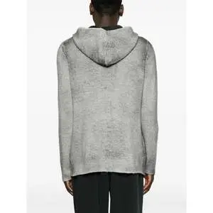 Avant Toi Grey Hooded Knit Jumper With Zip Fastening