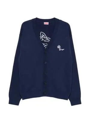 Kenzo Floral-embroidered Cardigan - Blue