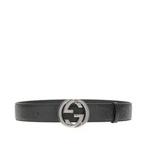 Gucci Interlocking Gg Leather Belt - Black