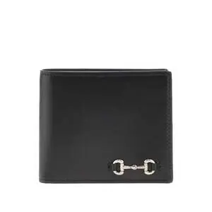 Gucci Leather Wallet With Horsebit Detail - Black