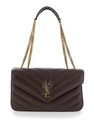Saint Laurent Loulou' Brown Crossbody Bag With Chain Strap And Cassandre Plaque On The Front In Quilted Leather For - Multicolor