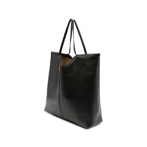 Saint Laurent Grained Leather V-cut Tote Bag - Black