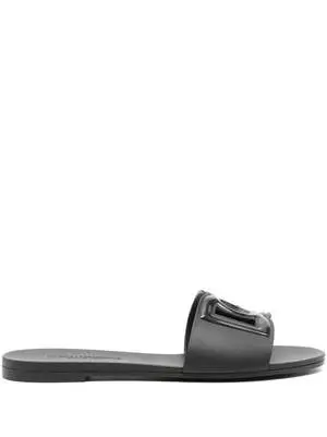 Dolce & Gabbana Dolce & Gabbana Embossed Logo Slide Sandals Black