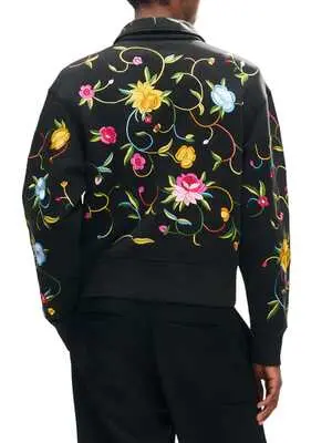 Kenzo Wildflower Embroidered Half-zip Cotton Sweatshirt - Black