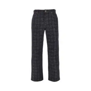 Burberry Check Denim Loose Fit Jeans - Blue
